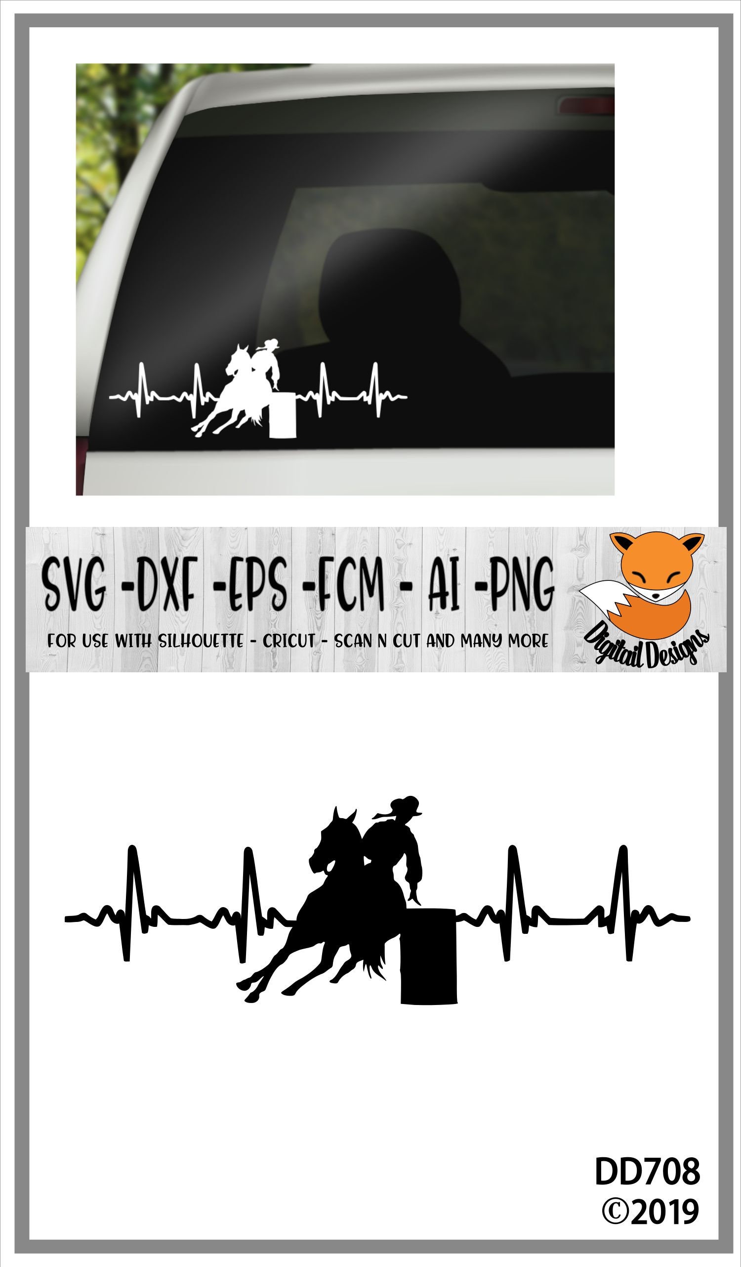 Barrel Racer EKG SVG Png Fcm Eps Dxf Ai Cut File | Etsy