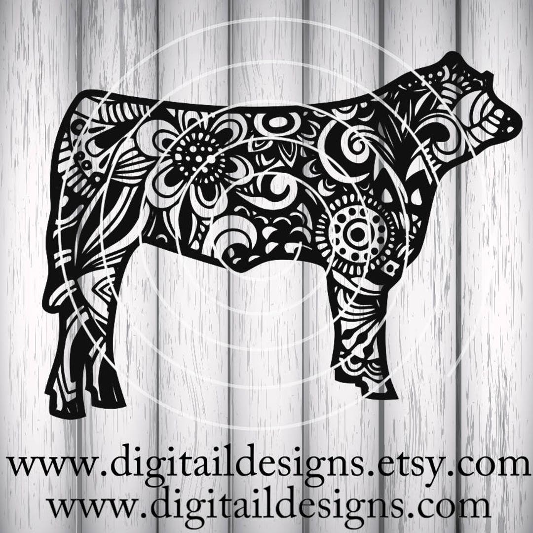 Zentangle Steer SVG - Dxf - Png - Eps - Ai - Fcm - Cricut - Silhouette ...