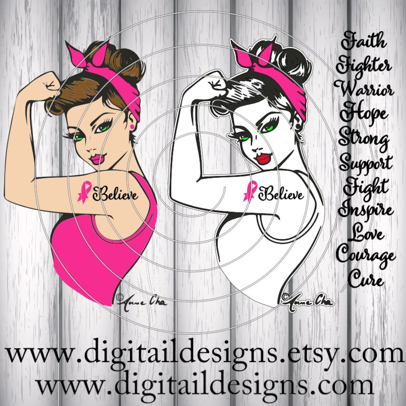 Breast Cancer Girl Power SVG - Eps - Ai - Dxf - Cut File - Silhouette ...