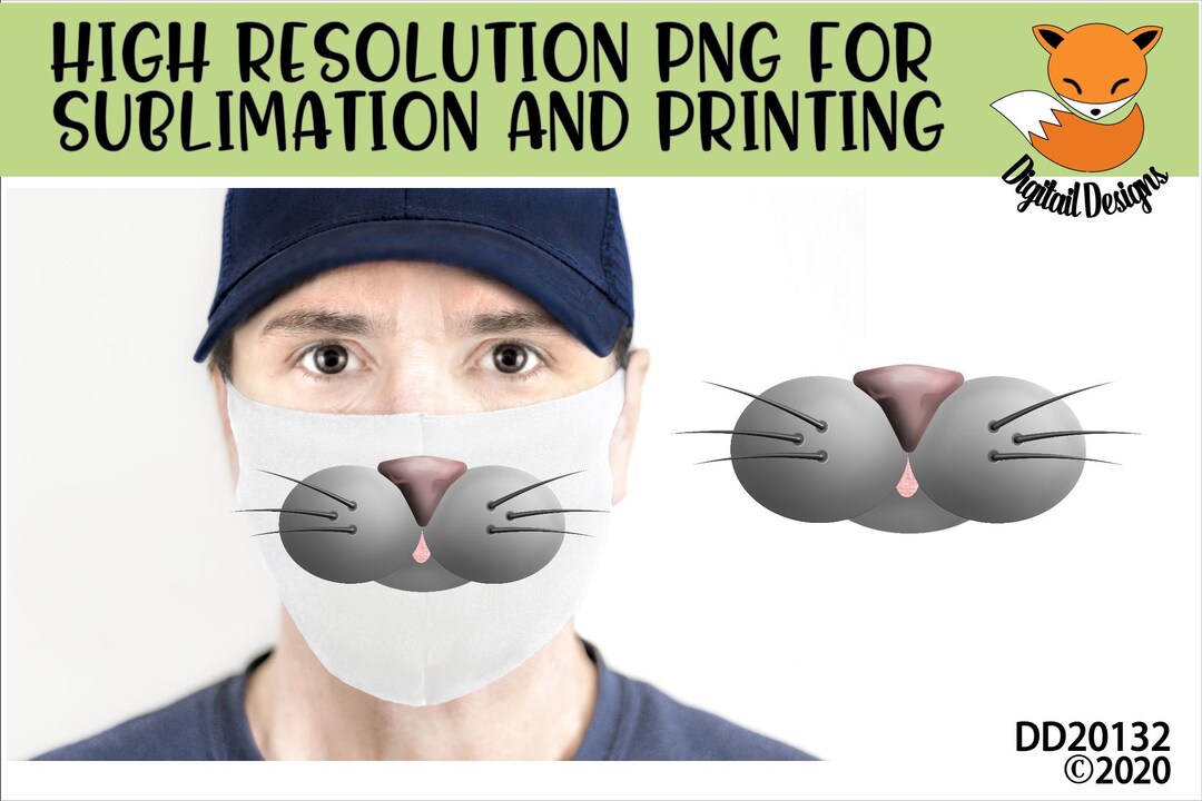 Cat Nose Face Mask Design PNG - Instant Download - Face Mask ...