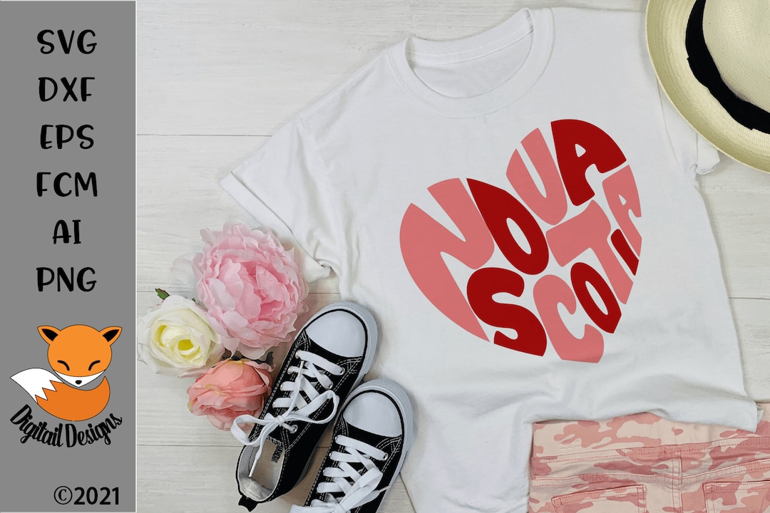 Nova Scotia Heart Shaped Word Art SVG - Png -dxf - Eps - Ai - Fcm ...