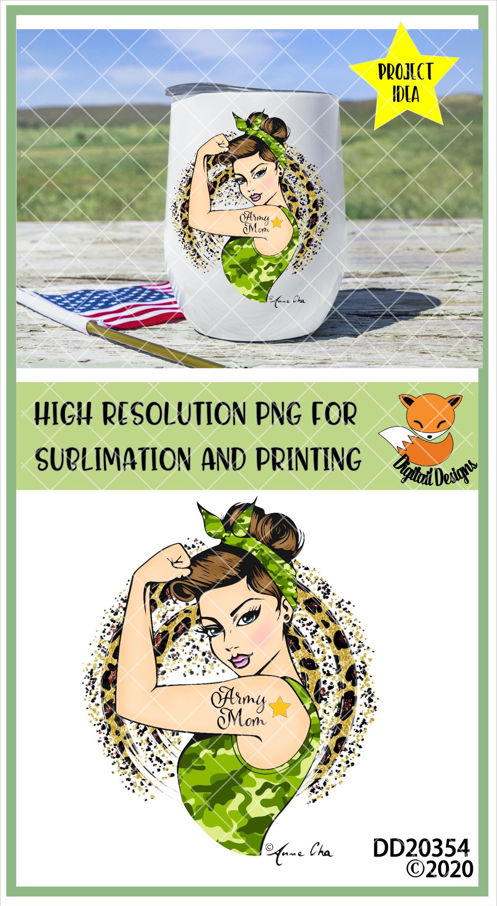 Girl Power Army Wife by Anne Cha PNG Design for Sublimation - Etsy