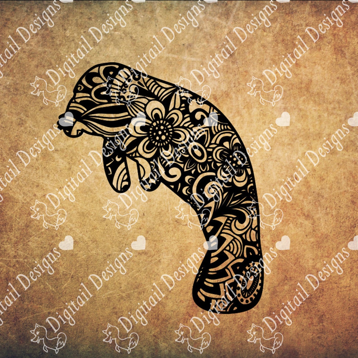 Zentangle Manatee SVG Doodle Manatee Zentangle Sea Cow - Etsy