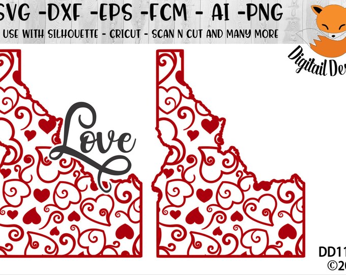 Valentine Idaho SVG Png Fcm Eps Dxf Ai Silhouette Cricut Doodle Art ...