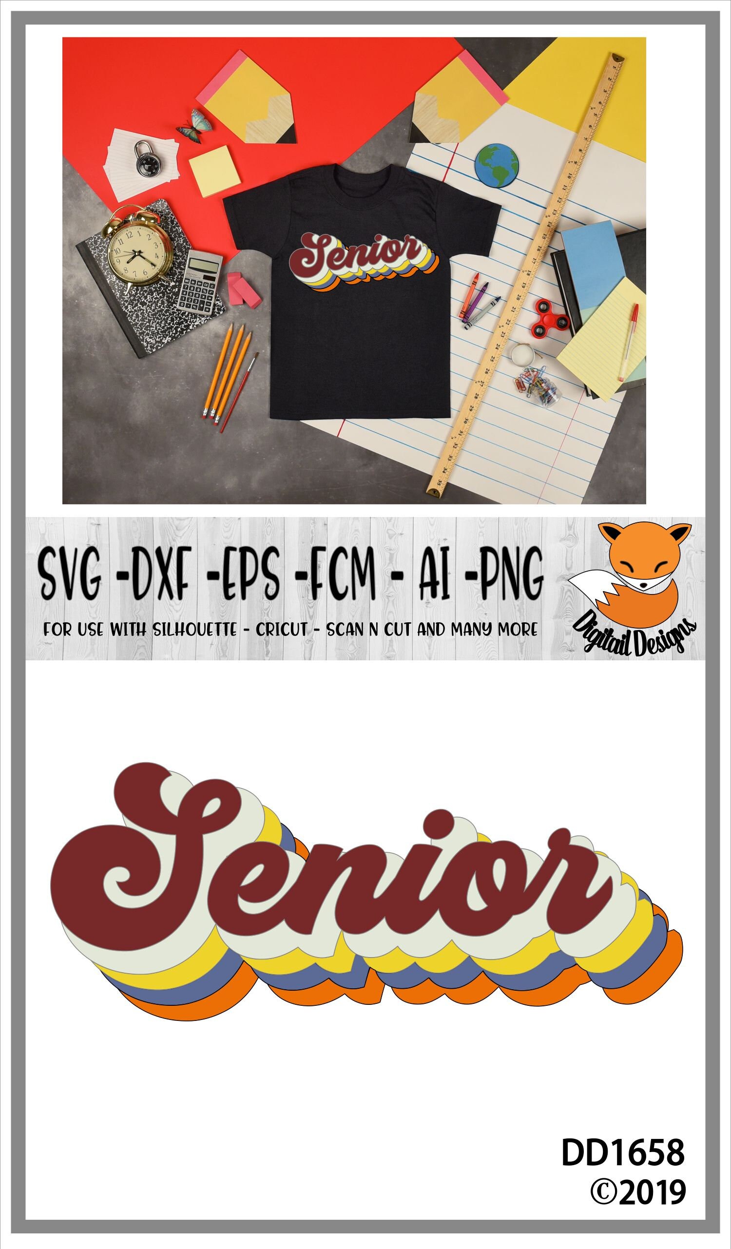 Retro Senior SVG - Vintage Senior SVG - Dxf - Eps - Ai - Fcm - Cut File ...