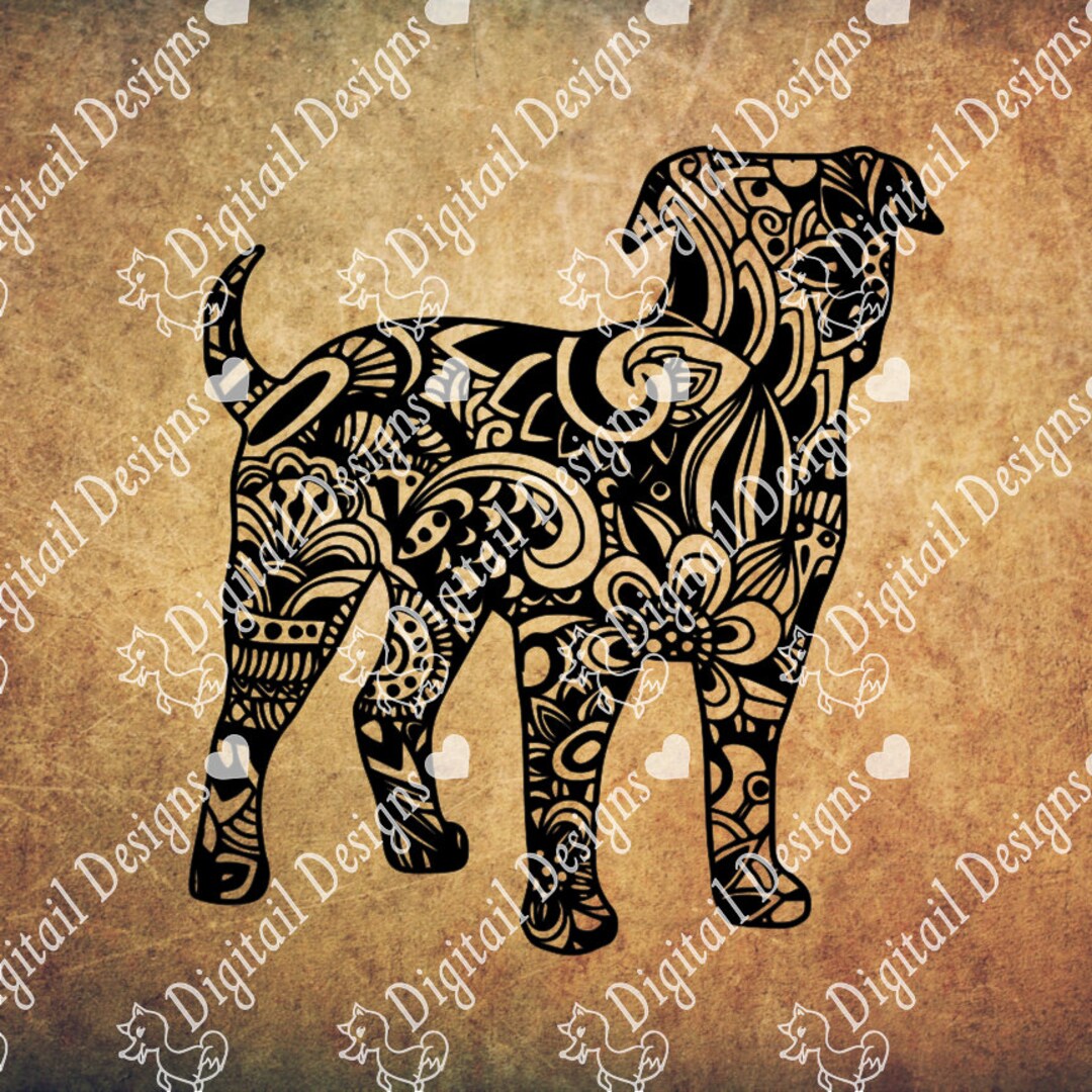 Zentangle American Bulldog SVG, Dxf, Fcm, Eps, Ai, Png Cut File for ...