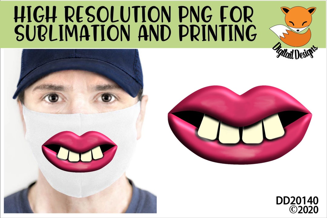 Funny Lips Face Mask Design PNG - Instant Download - Face Mask ...
