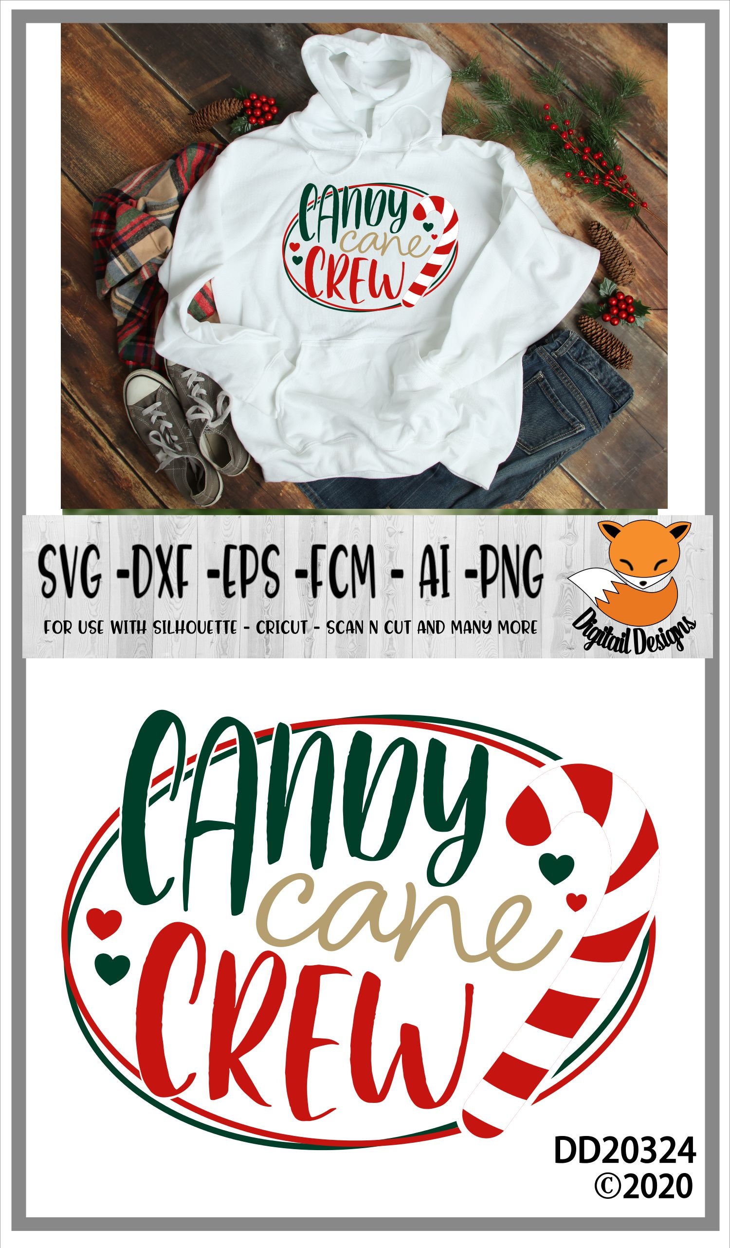 Candy Cane Crew SVG -winter SVG - Png - Fcm - Eps - Dxf - Ai - Cut File ...
