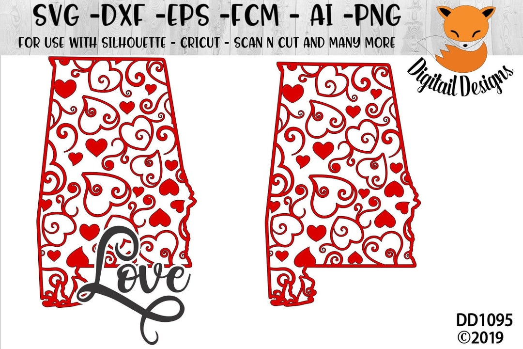 Valentine Alabama SVG - Png - Fcm - Eps - Dxf - Ai - Silhouette ...