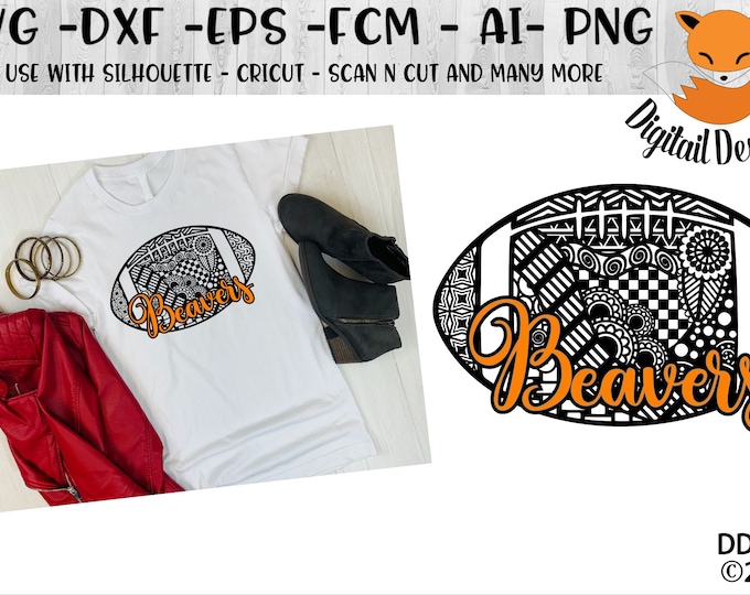 Beavers Football SVG Png Dxf Eps Fcm Ai Zentangle Football Football ...