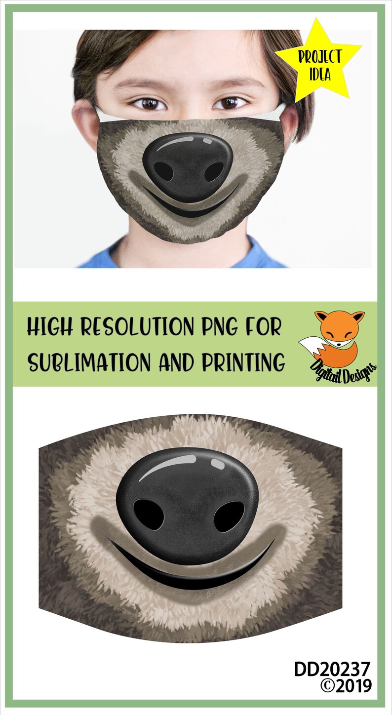 Funny Sloth Face Mask Design PNG - Instant Download - Face Mask ...