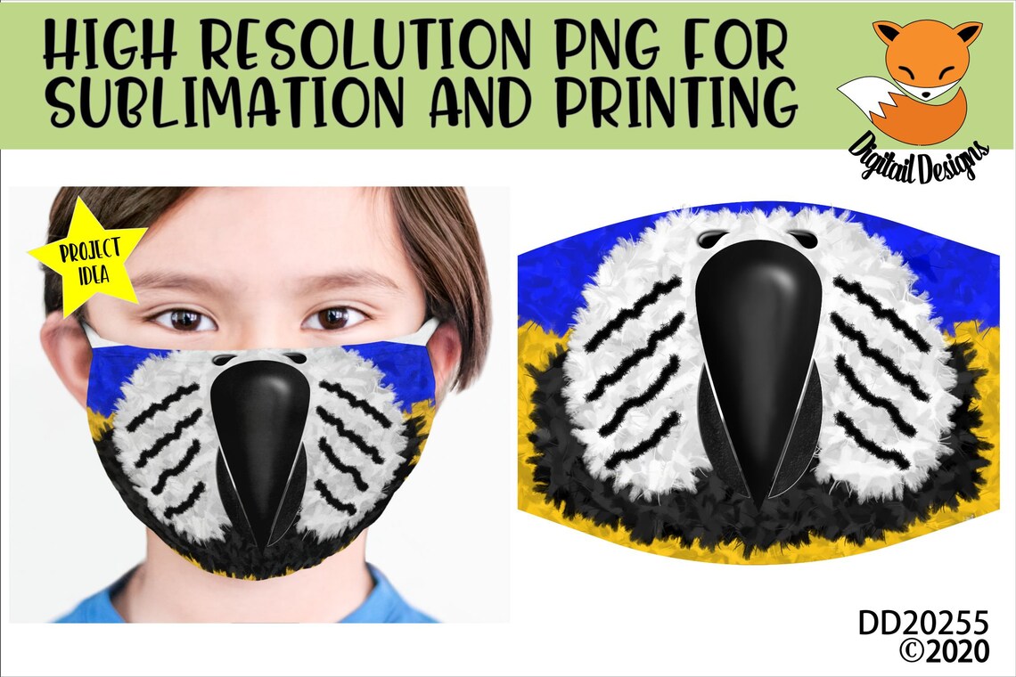 Parrot Face Mask Design PNG Instant Download Face Mask | Etsy