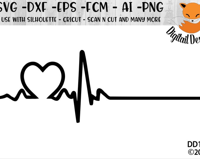 Heartbeat Svg, Heart Svg, Cut File, Heart Frame Cut File, Heart Svg ...
