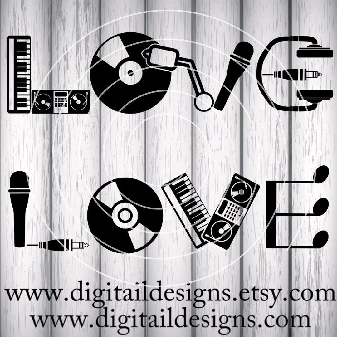 DJ Love SVG - Png - Dxf - Eps - Fcm - Ai - Cut File - Silhouette ...