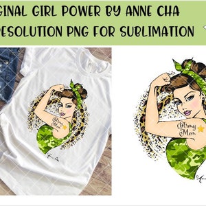 Girl Power Army Mom by Anne Cha PNG Design for Sublimation - Etsy