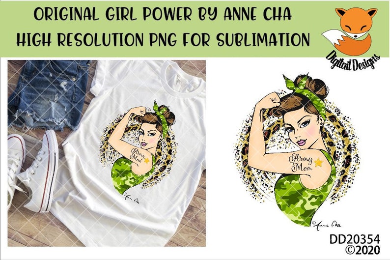 Girl Power Army Mom by Anne Cha PNG Design for Sublimation - Etsy
