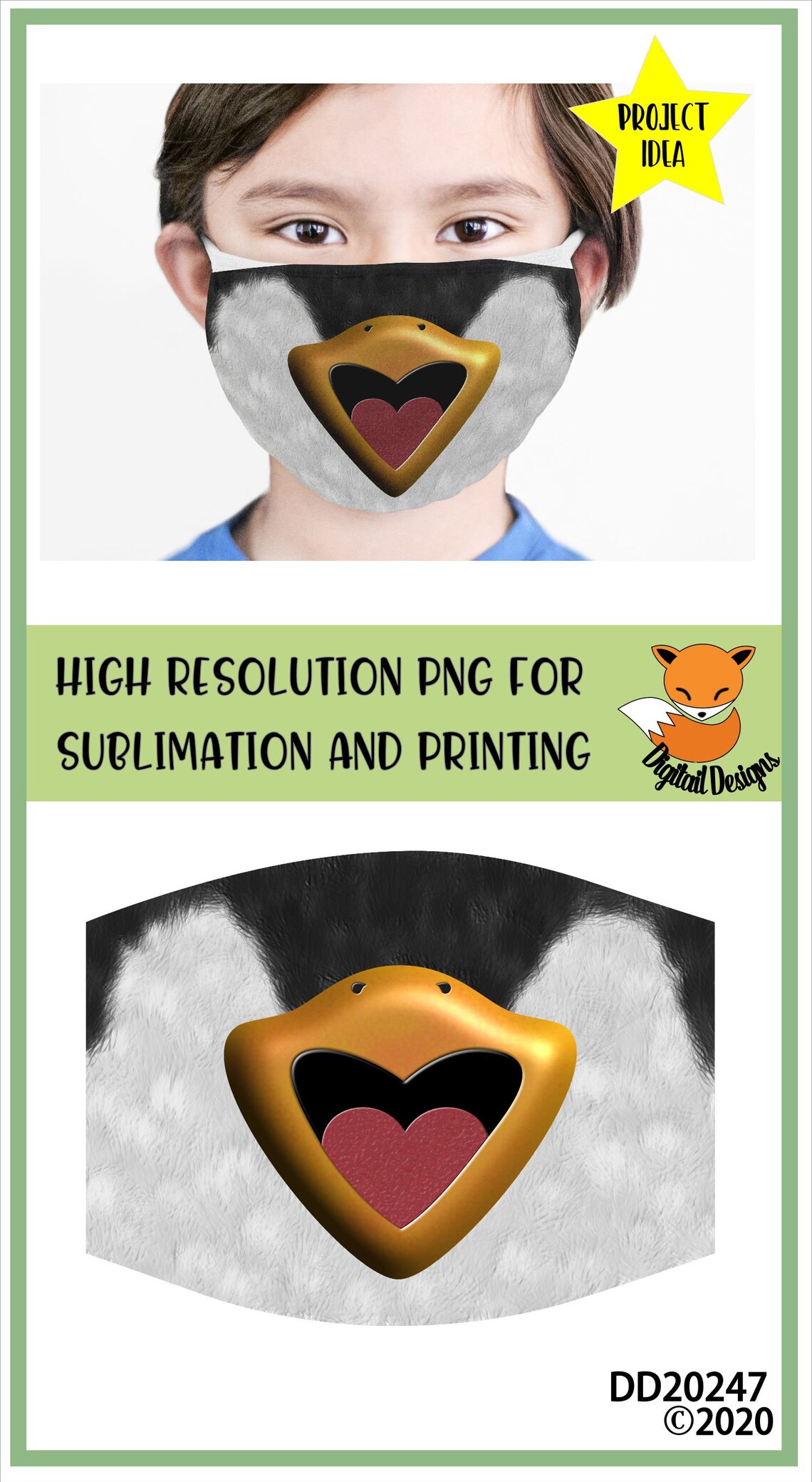 Funny Penguin Face Mask Design PNG Instant Download Face - Etsy