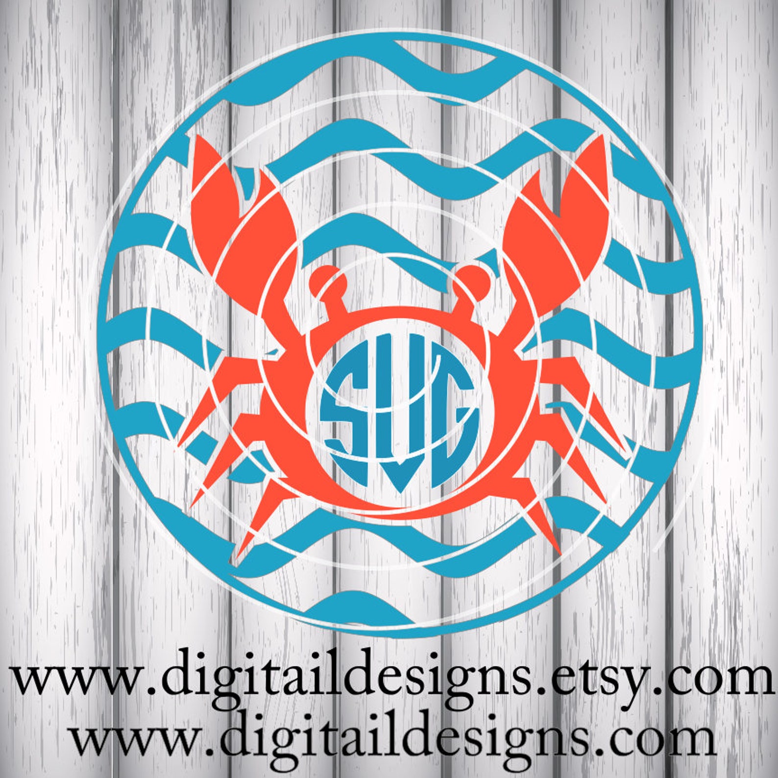 Crab Monogram Frame SVG - Png - Dxf - Eps - Ai - Fcm - Crab Monogram ...