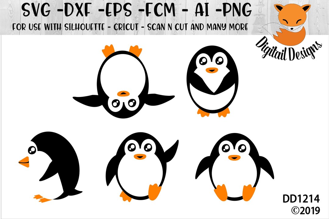 Penguin SVG Bundle Png -dxf - Eps - Fcm - Ai - Cut File - Silhouette ...