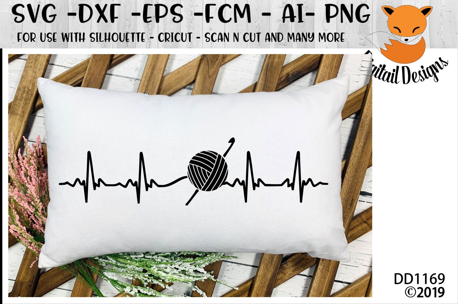 Crochet EKG Svg Dxf PNG Fcm Eps Ai Cut File for - Etsy