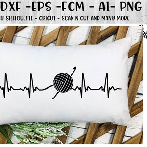 Crochet EKG Svg - Dxf - PNG - Fcm - Eps - Ai - Cut File for Silhouette ...