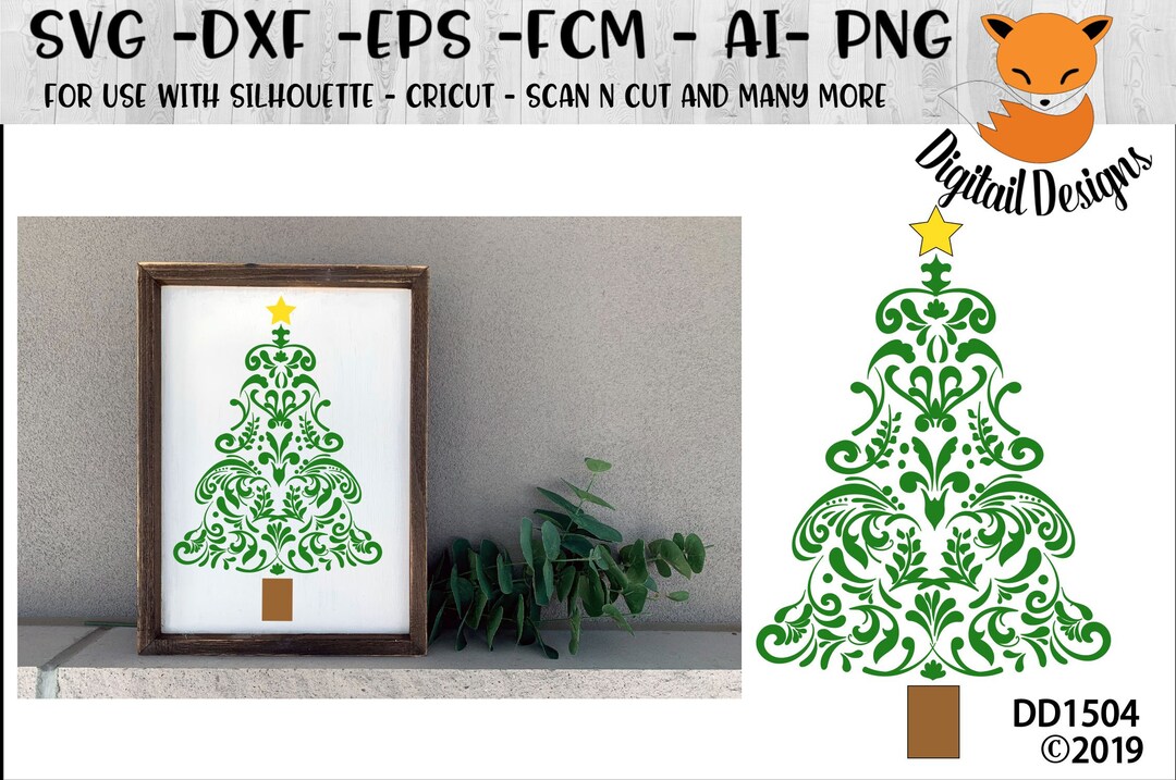 Swirl Christmas Tree SVG - Png - Dxf - Fcm - Eps - Ai Cut File ...