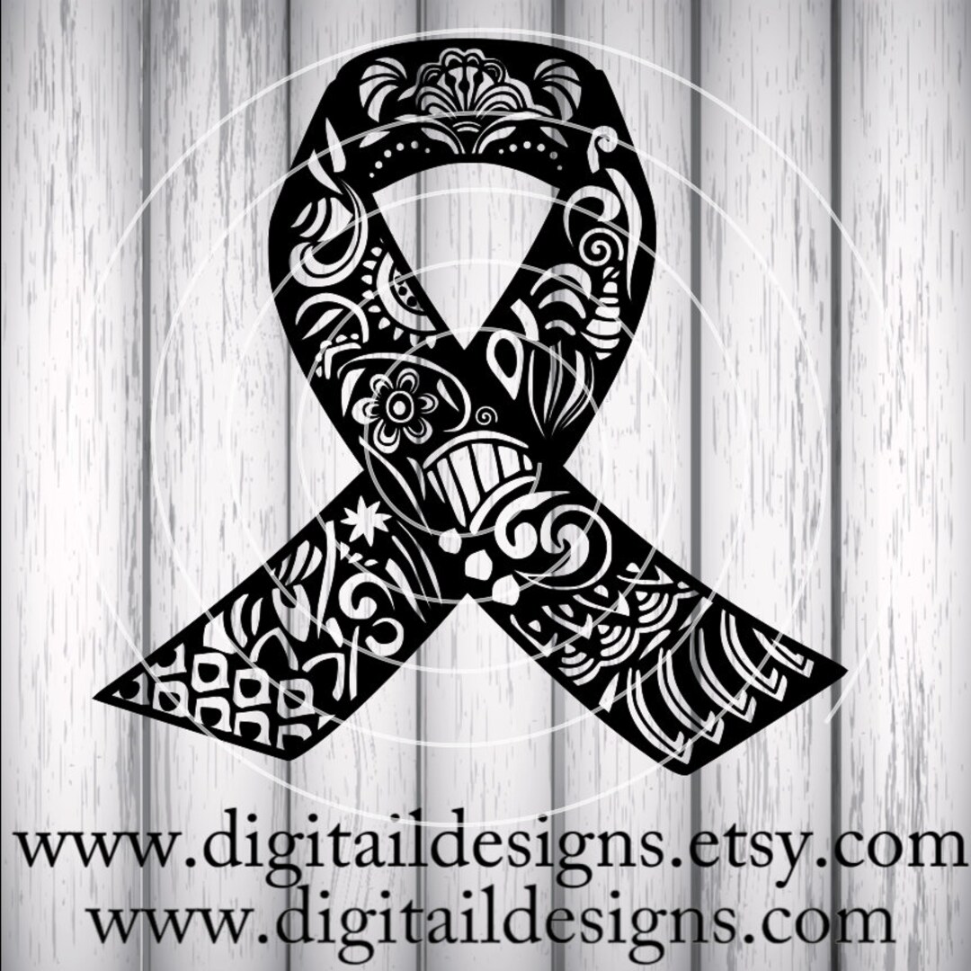 Zentangle Awareness Ribbon SVG - Png - Fcm - Eps - Dxf - Ai Cut File ...