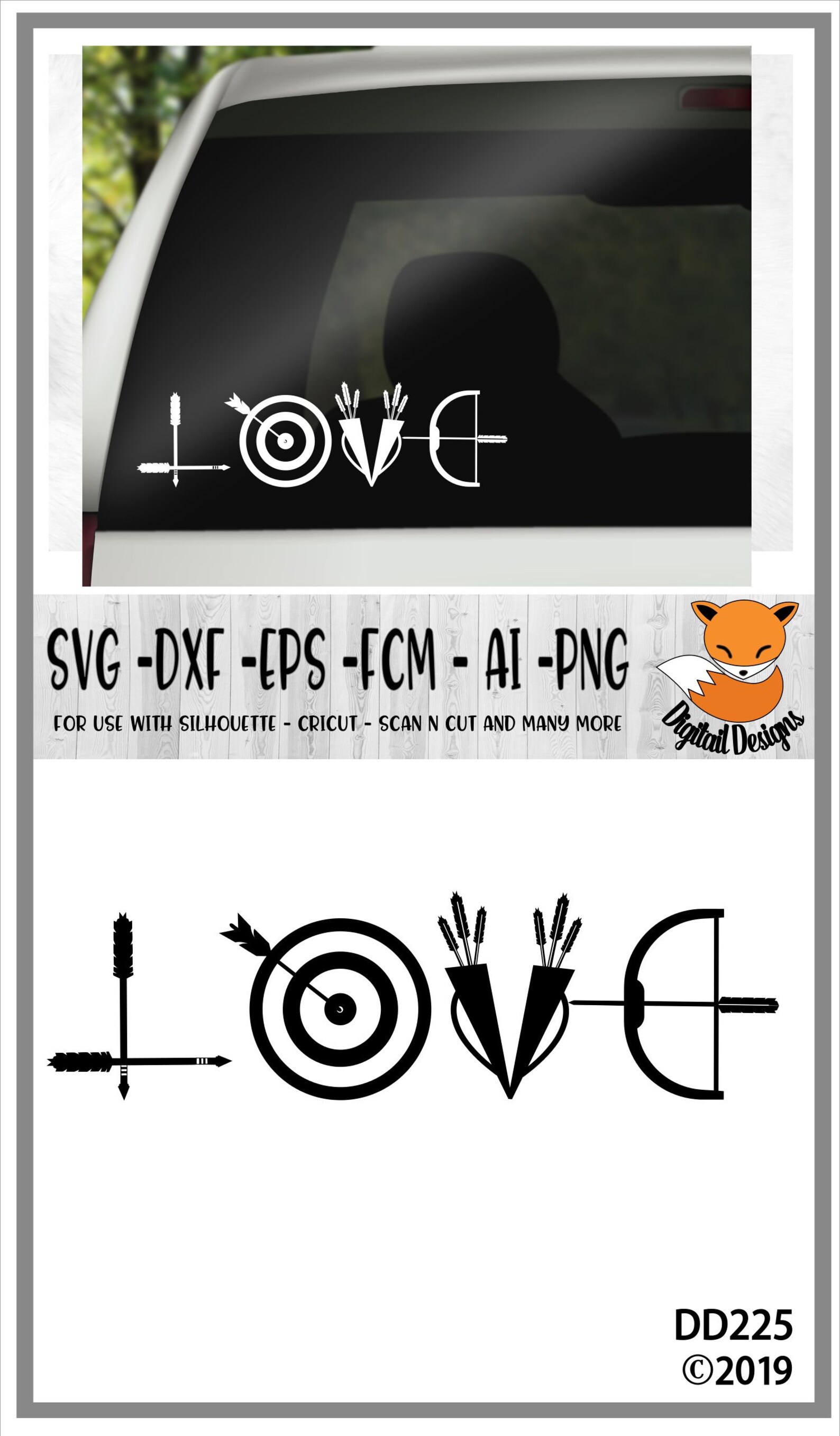 Archery Love Svg Png Dxf Eps Fcm Cut File for Silhouette, Cricut, Scan ...