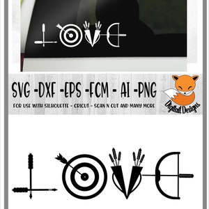 Archery Love Svg Png Dxf Eps Fcm Cut File for Silhouette, Cricut, Scan ...