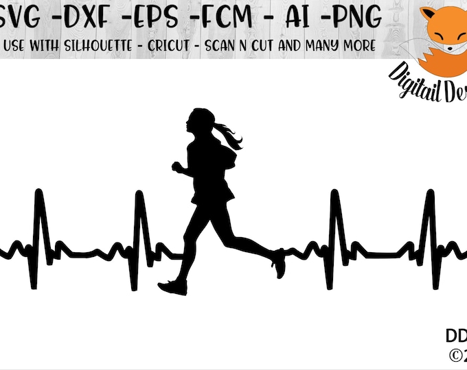 Runner EKG SVG Png Fcm Eps Dxf Ai Cut File Silhouette Cricut Scan N Cut ...