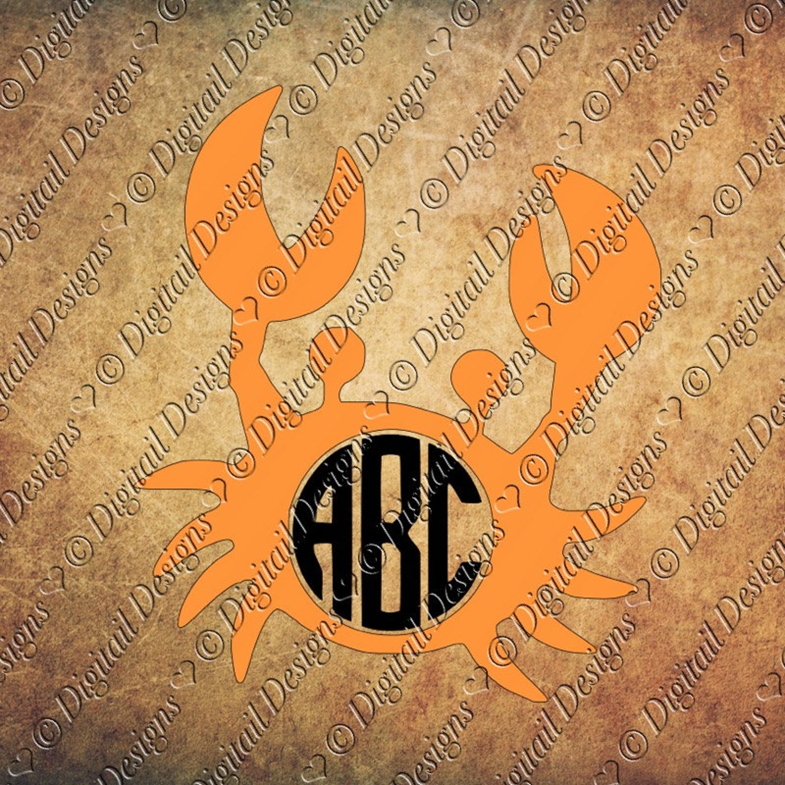 Crab Monogram Frame Beach Monogram SVG Dxf Png Eps Fcm - Etsy