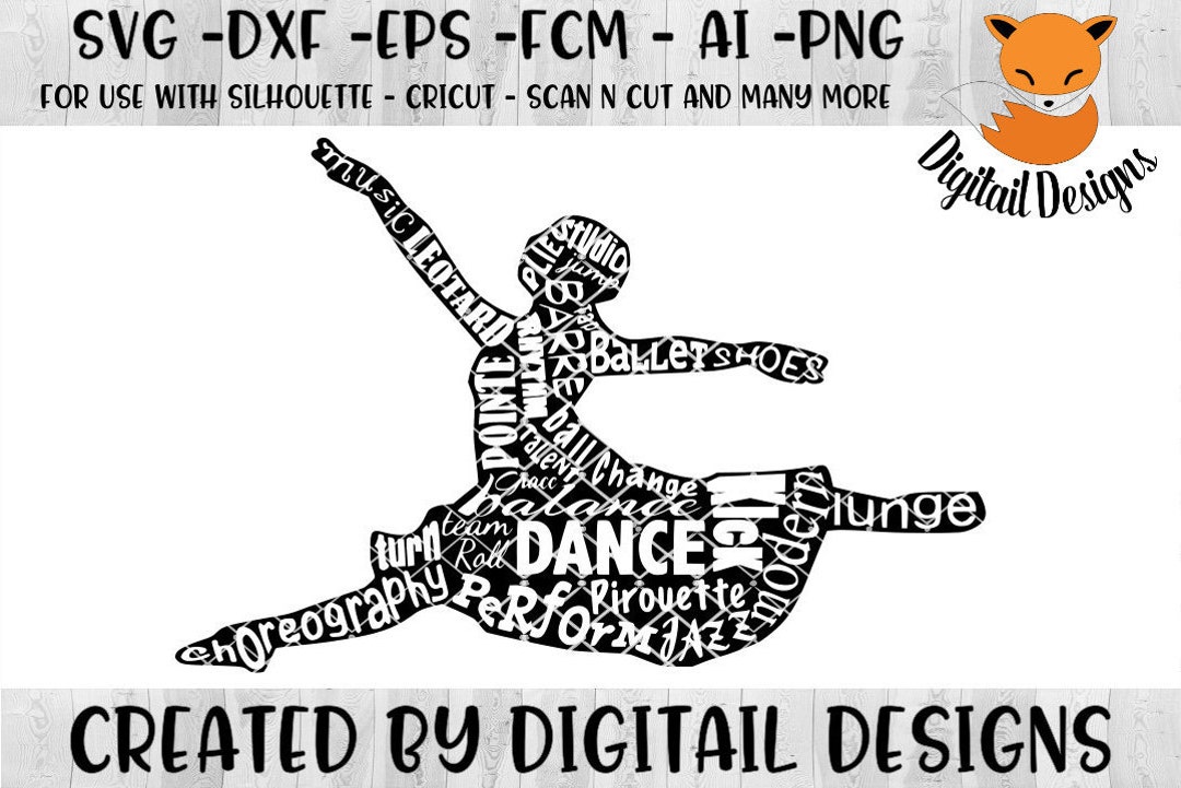 Dancer Word Art SVG - Png - Fcm - Eps - Dxf - Ai Cut File - Silhouette ...