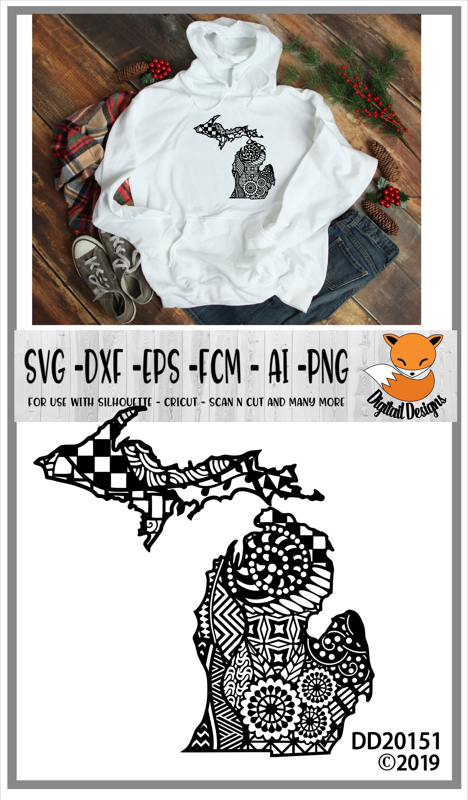 Zentangle Michigan State SVG - Doodle Art - Zentangle Png - Dxf - Eps ...
