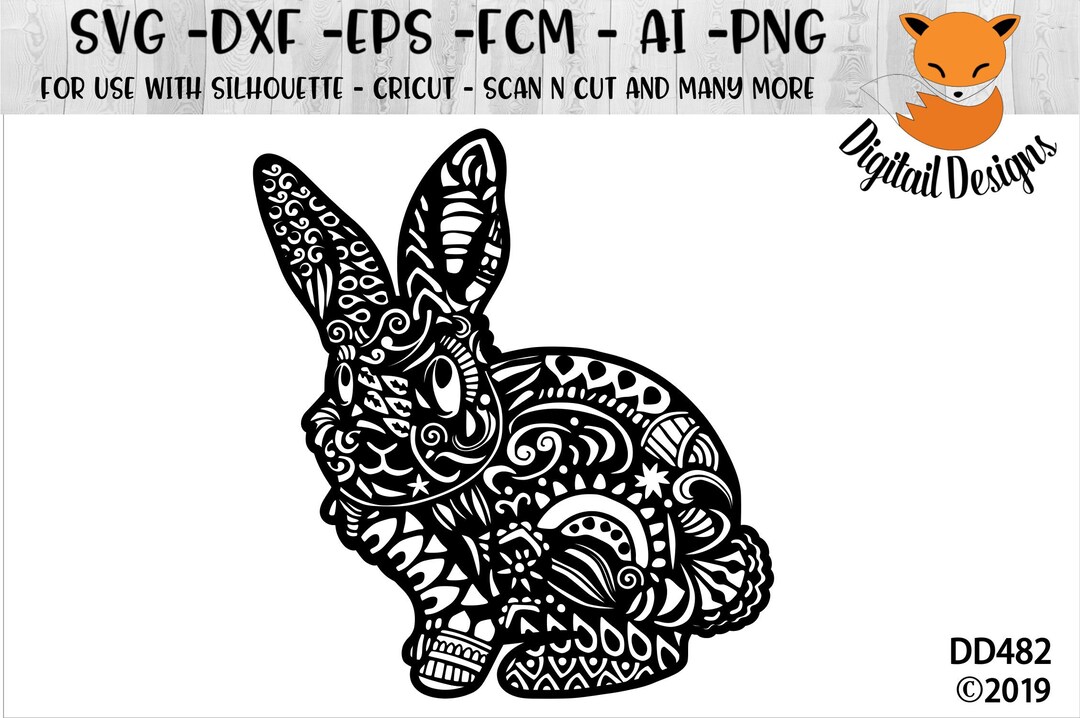 Zentangle Bunny SVG - Png - Fcm - Eps - Dxf - Ai - Cut File ...