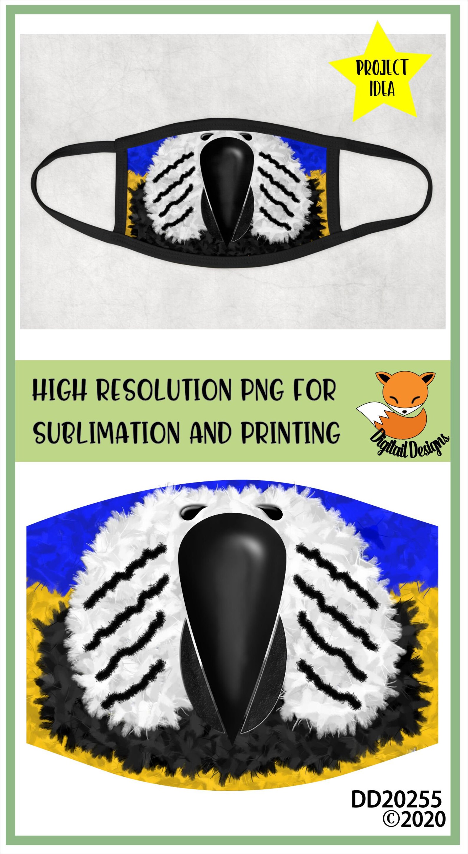 Parrot Face Mask Design PNG - Instant Download - Face Mask Sublimation ...