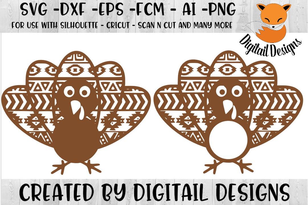 Aztec Turkey Monogram Frames SVG Png Dxf Eps Ai Fcm - Etsy
