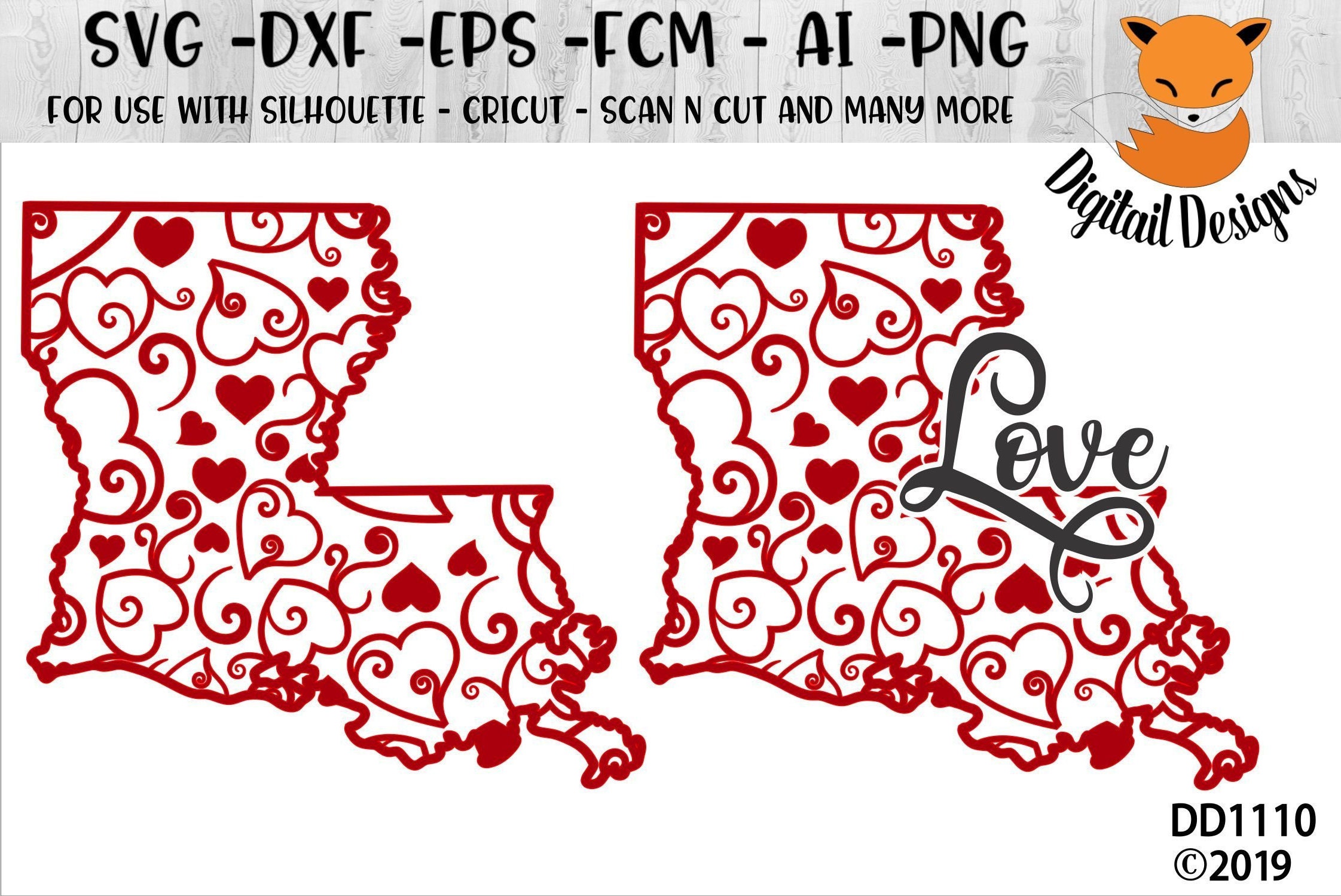 Louisiana Valentine SVG - Png - Fcm - Eps - Dxf - Ai - Cut File ...