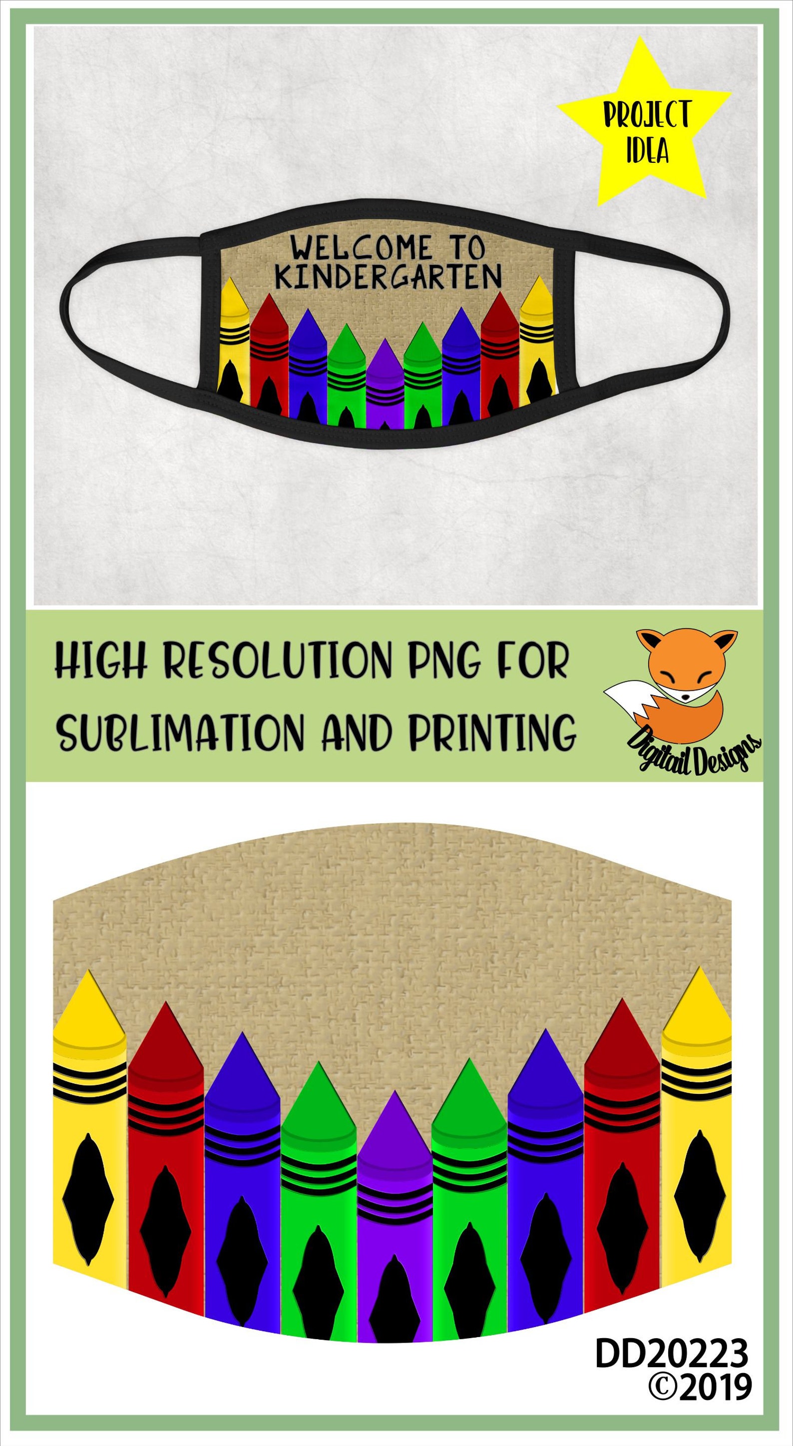 Crayon School Face Mask Design PNG Instant Download Face - Etsy