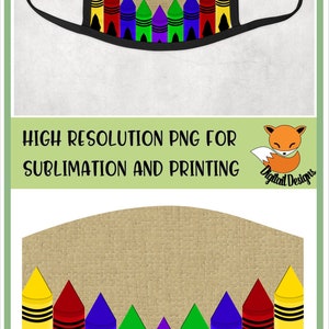 Crayon School Face Mask Design PNG - Instant Download - Face Mask ...