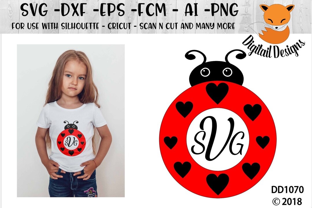 Ladybug Monogram SVG - Fcm - Eps - Dxf - Ai - Silhouette - Cricut ...