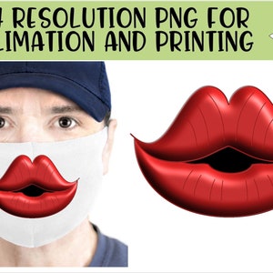 Funny Lips Face Mask Designs PNG Instant Download Face Mask Sublimation ...