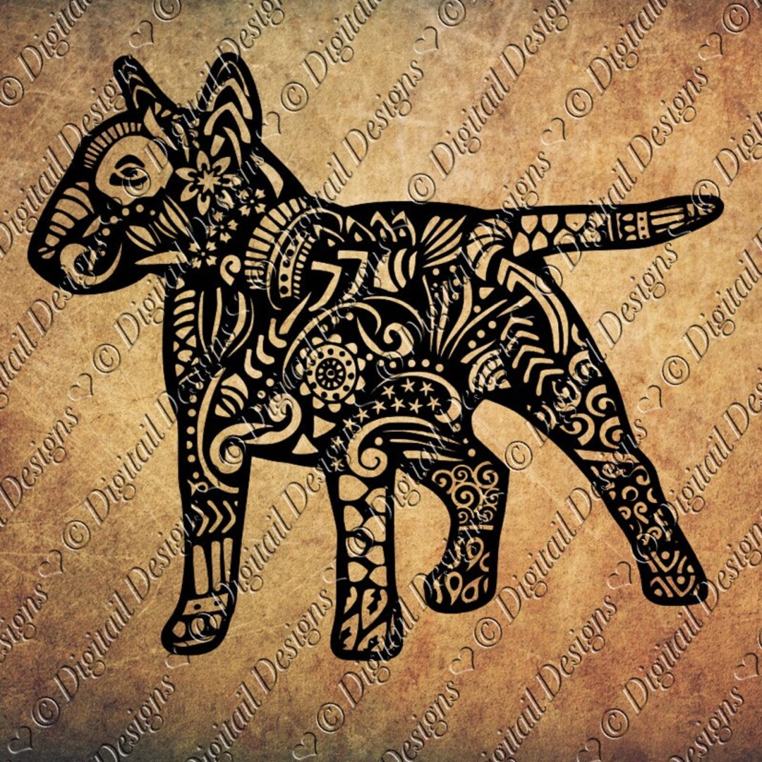 Zentangle Bull Terrier SVG, Dxf, Fcm, Eps, Ai, Png Cut File for ...