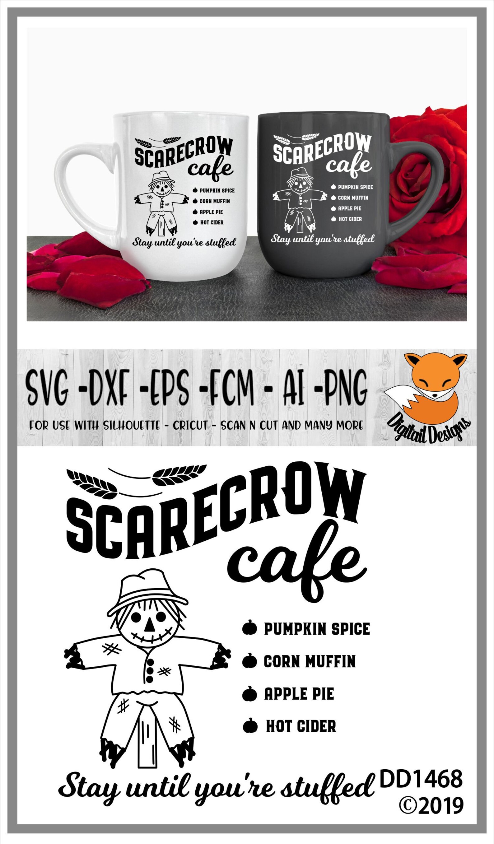 Scarecrow Cafe SVG - Dxf - Png - Eps - Fcm - Ai - Silhouette Cameo ...