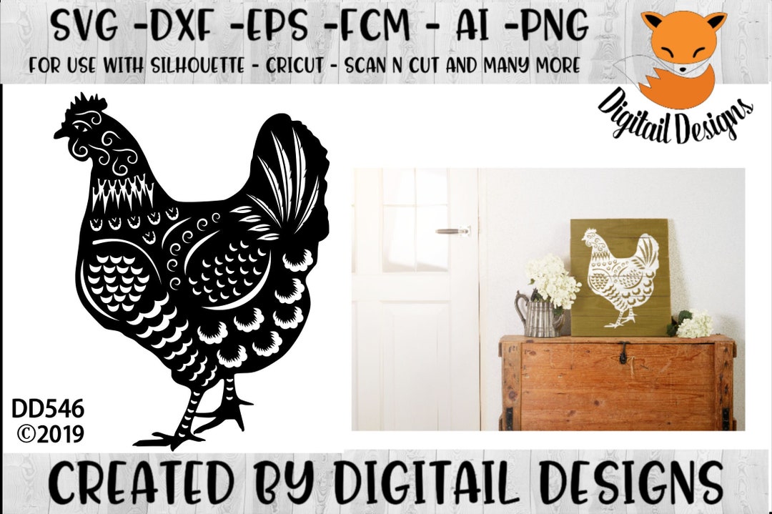 Chicken SVG - Png - Dxf - Eps - Fcm - Ai - Cut File - Silhouette ...
