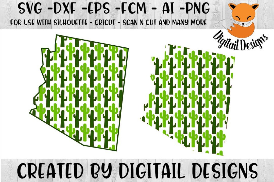 Arizona Cactus SVG - Png- Dxf - Eps - Fcm - Ai Cut File - Arizona Cut ...