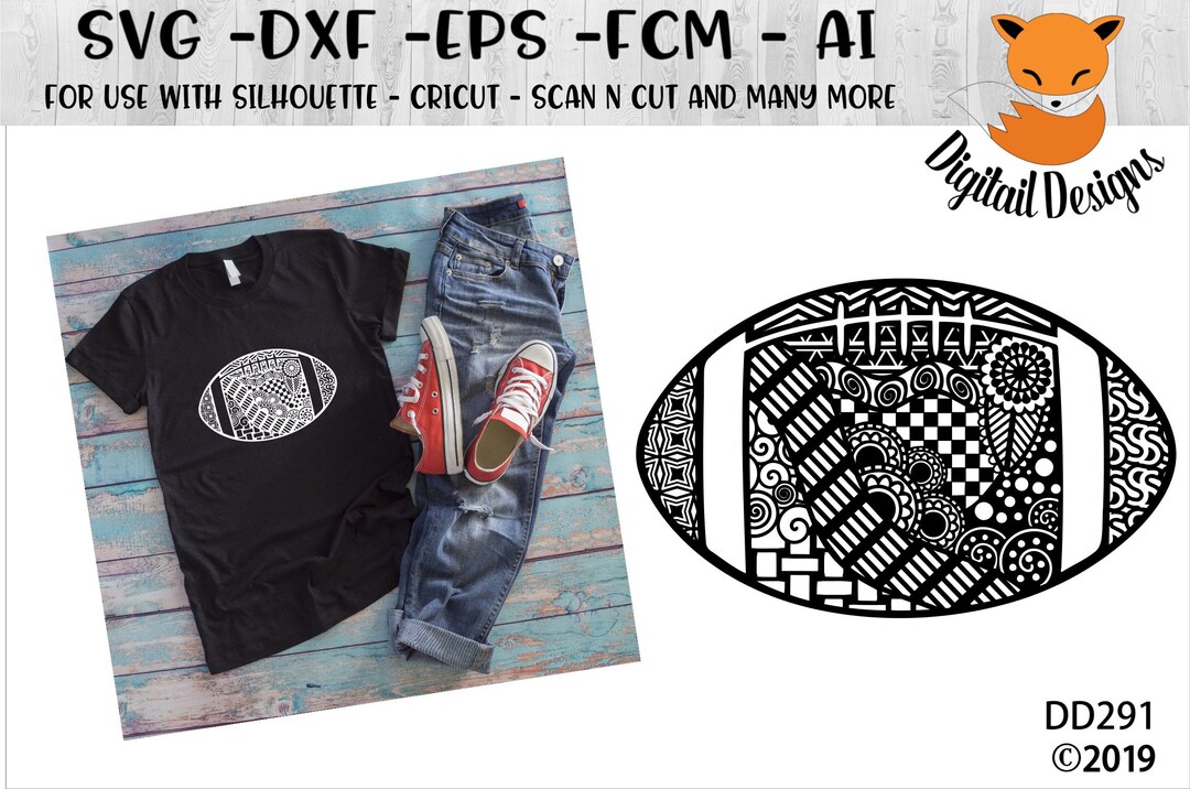 Zentangle Football SVG Png Dxf Eps Fcm Ai Zentangle Football Football ...