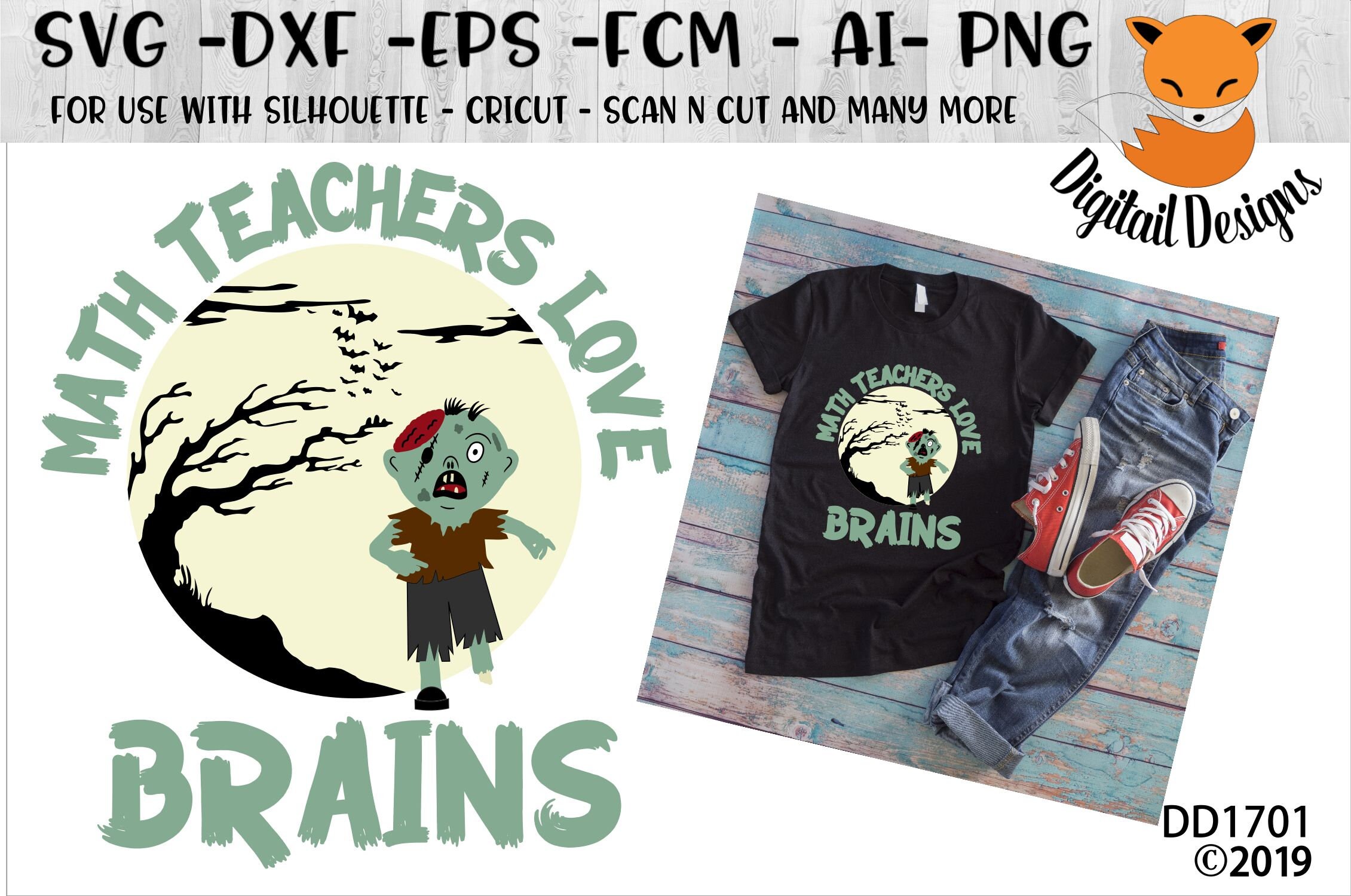 Math Teachers Love Brains Zombie Halloween SVG Dxf Png | Etsy