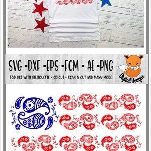 Paisley Flag SVG - America SVG - Png - Dxf - Eps - Fcm - Ai - Stars and ...