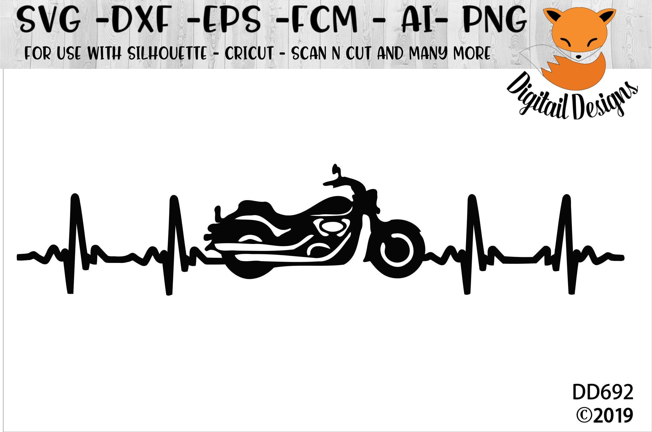 Motorcycle EKG SVG png dxf eps fcm ai Cut file | Etsy