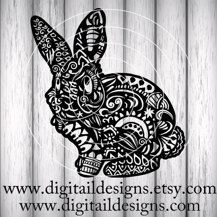 Zentangle Bunny SVG png fcm eps dxf ai Cut File | Etsy